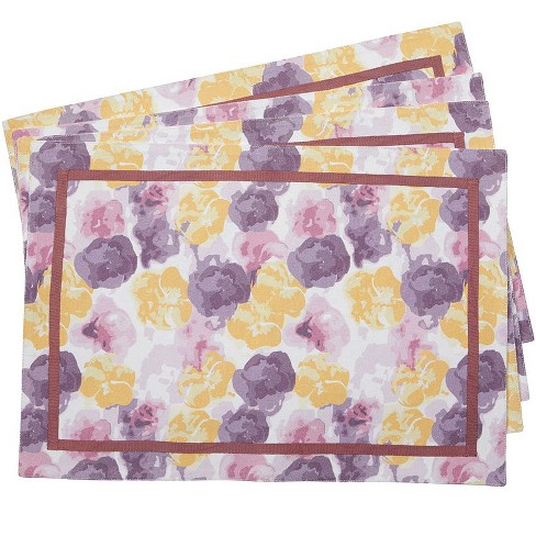 The Lakeside Collection Painted Floral Set Of 4 Placemats : Target