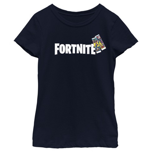 Girl's Fortnite Classic Logo Photo Strip T-shirt - Navy Blue - Large ...