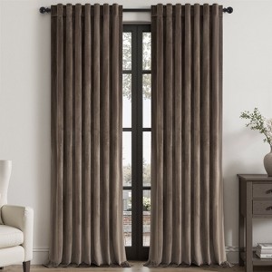 Velvet 100% Blackout Curtains 84 Inches Long, Back Tab Hooks Drapes ...