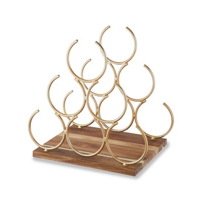 Twine Gold Wall Mounted Wine Rack, Holds 8 Standard Wine Bottles, Wood ...