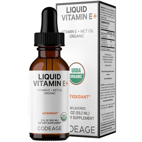 Codeage Liquid Vitamin E Usda-certified Organic, Organic Mct Oil, Organic Orange Oil, Vegan ...
