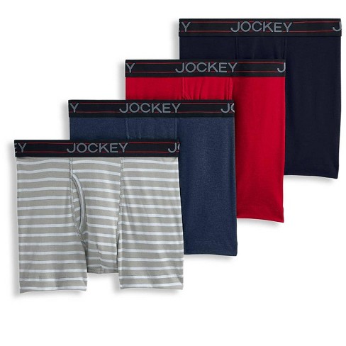 Jockey Men's Lightweight Cotton Blend 5" Boxer Brief - 4 Pack M Navy ...