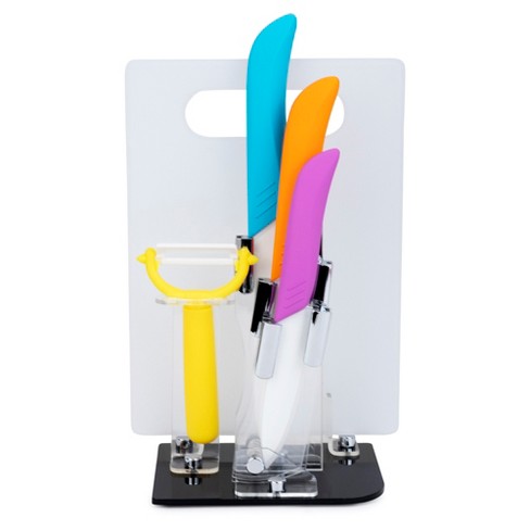 6-piece Knife Set With Cutting Board With Stand - Includes Paring Knife ...