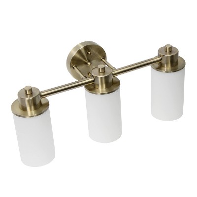 3 Light Metal And Opaque White Glass Shade Vanity Wall Light Fixture ...