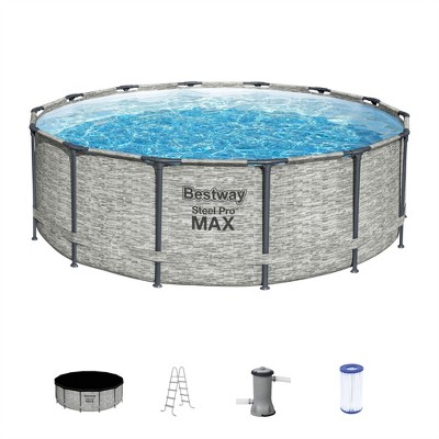 Bestway Steel Pro Max 14 Foot X 48 Inch Round Metal Frame Above Ground ...