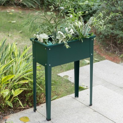 Gardenised Green Freestanding Raised Garden Bed Rectangular Flower ...
