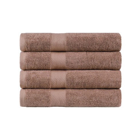 Luxury Cotton Solid Medium Weight Bath Towel Set Of 4, Black, Sedona ...