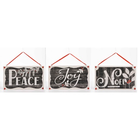 Transpac Mdf Christmas Script Wall Plaque Set Of 3 Christmas Home ...