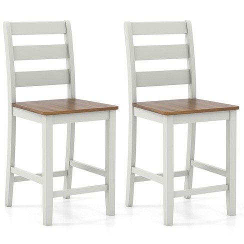 Tangkula Set Of 2 Counter Height Chairs W/ Inclined Backrest Rubber ...