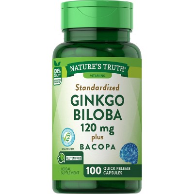 Nature's Truth Ginkgo Biloba 120mg With Bacopa Monnieri | 100 Capsules ...