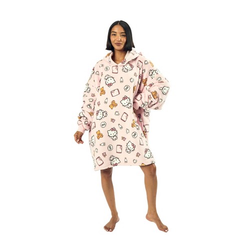 Hello Kitty Character Print Pink Hooded Wearable Oversize Blanket-osfa ...