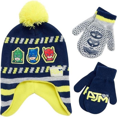 Pj Masks Boys Winter Beanie Hat And 2 Pair Of Mittens Set, Kids Ages 4 ...