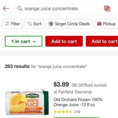 Old Orchard Frozen 100% Orange Juice -12 Fl Oz : Target
