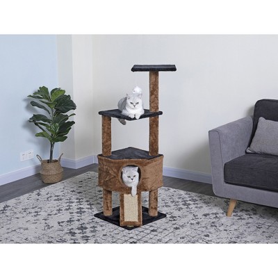 Go Pet Club 55" Cat Tree House With Dangling Toys And Slide F66 - Brown ...