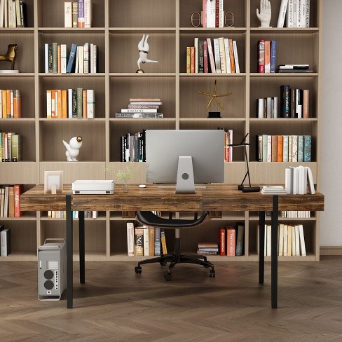 Famapy Brown Extendable Computer Desk Modern Office Desk : Target