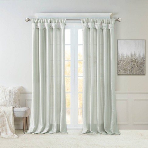 120"x50" Lillian Twisted Tab Lined Light Filtering Curtain Light Blue ...