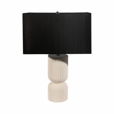 Nourison 22" Black Modern Tiered Ceramic Table Lamp With Straw Shade ...