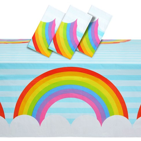 Juvale 3 Pack Rainbow Tablecloth For Party, Pastel Table Covers For ...
