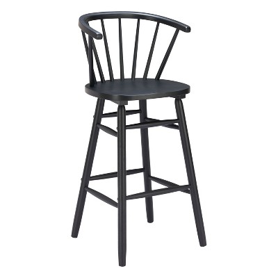 HomeStock 27.4 in. H Black Finish Low Back Wood Bar Stool with Faux ...