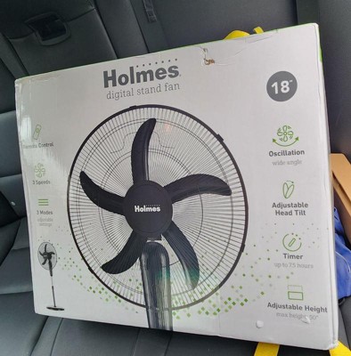 Holmes 18" Digital Oscillating 3 Speed Stand Fan With Remote Control ...