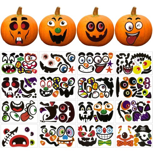 Wrapables Diy Halloween Mini Pumpkin Face Stickers, 32pcs : Target