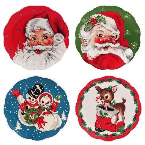 Mr. Christmas Nostalgic Ceramic Scalloped Christmas Plate Set - Bold ...