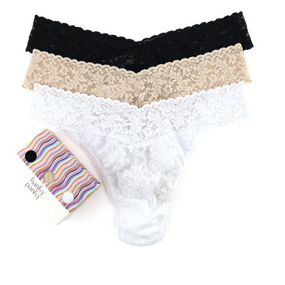 Hanky Panky Women's Signature Lace 3-pack Original Rise Thongs - One ...