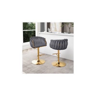 HomeStock 23.7 in. H Dark Gray Finish High Back Metal Bar Stool with ...