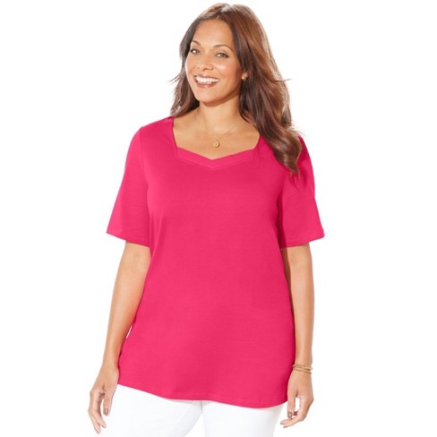 Catherines Women's Plus Size Suprema Sweetheart Tee - 5x, Pink Burst ...
