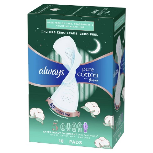 Always Extra Heavy Overnight Pure Cotton Pads With Wings - Size 5 ...
