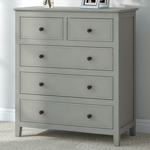Uptiot Gray 5 Drawers Solid Wood Chest Target