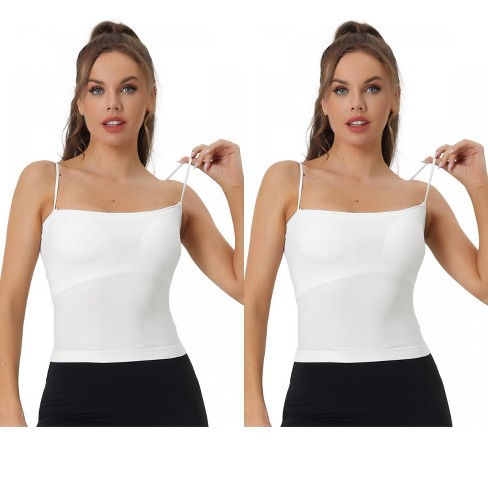 Allegra K Women's Spaghetti Strap Build In Bra Padded Sleeveless Tank ...