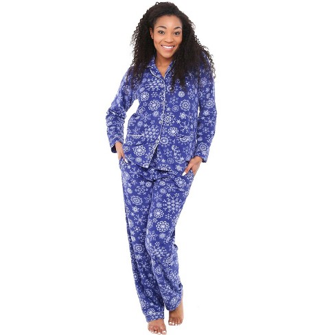 Alexander Del Rossa Women's Plush Fleece Pajamas Set, Button Down ...