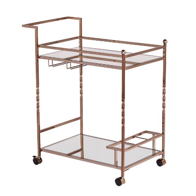 Metal, Wood, And Leather Bar Cart - Gold - Threshold™: Beverage Serving ...