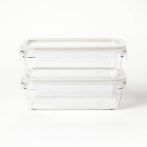 4pc (set Of 2) 5.5 Cup Tritan Plastic Rectangle Food Storage Container ...