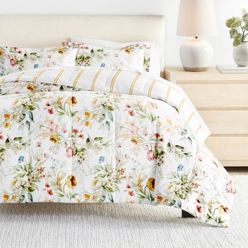 7pc Bedding Bundle, Patterned Comforter And Solid Sheet Set - Becky ...