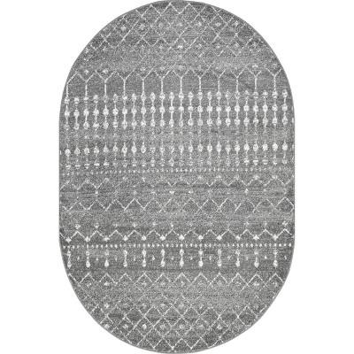 Nuloom Oval 7x9 Moroccan Blythe Indoor Area Rug, Dark Grey, Faded ...