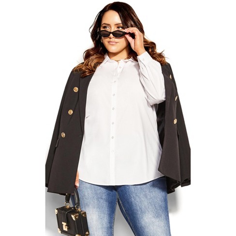 Women's Plus Size Clean Look Shirt - Ivory | City Chic : Target