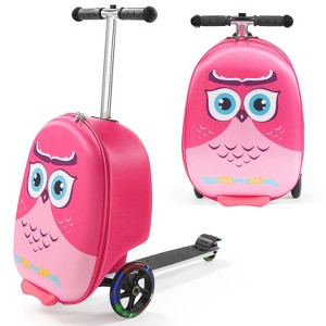 20" Kids Ride-On Scooter Luggage with Flash Wheels, Carry-On Suitcase ...