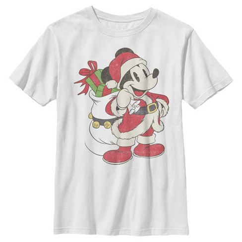 Boy's Mickey & Friends Mickey Mouse Is Santa T-shirt - White - Large ...