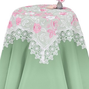 Collections Etc Rose Organza Lace Table Topper : Target