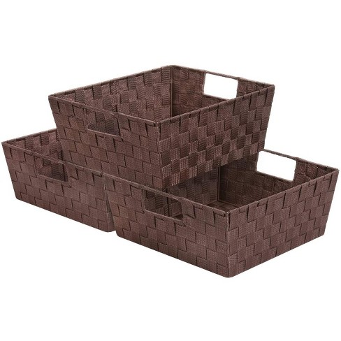 Sorbus Woven Basket Set With Built-in Carry Handles - Brown ...
