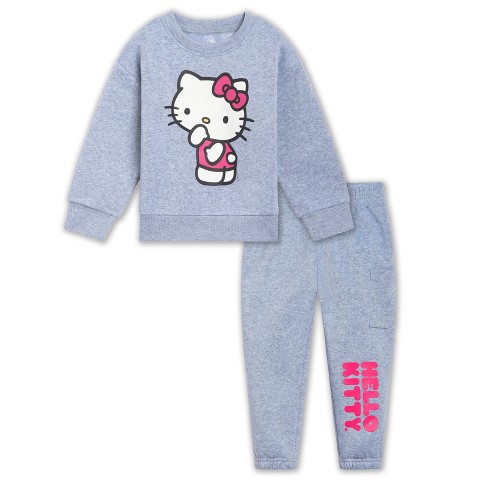 Hello Kitty Big Girls Fleece Drop Shoulder Sweatshirt And Jogger Pants ...