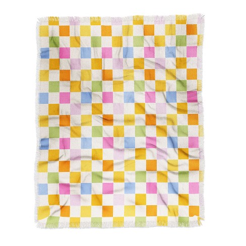 Iveta Abolina Eclectic Checker Check Cream Woven Throw Blanket - Deny ...