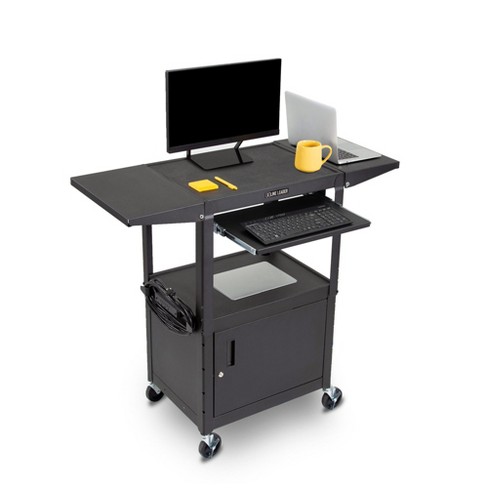 Line Leader Av Cart + Cabinet + Keyboard Tray + Drop Leaves | Height ...