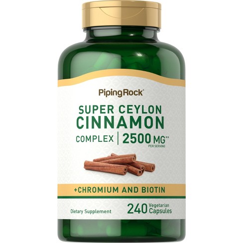 Piping Rock Cinnamon Supplement | Ceylon Cinnamon Complex 2500mg | 240 ...