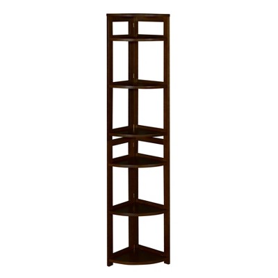 34" Cakewalk High Corner Folding Bookcase Mocha Walnut - Regency : Target