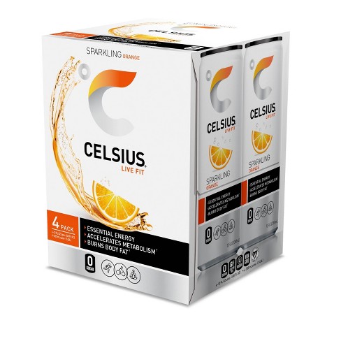 Celsius Sparkling Orange Energy Drink - 4pk/12 Fl Oz Cans : Target