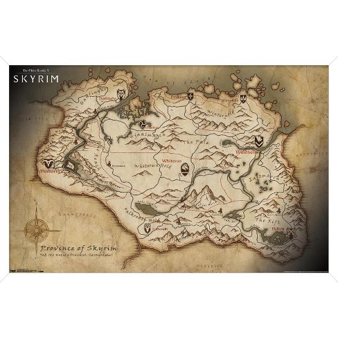 Trends International The Elder Scrolls V: Skyrim - Map Framed Wall ...