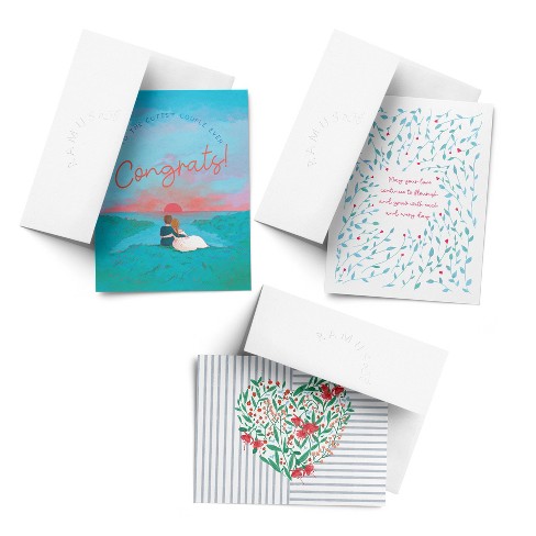 Wedding Greeting Card Pack (3ct) "grow And Flourish, Heart, Congrats ...